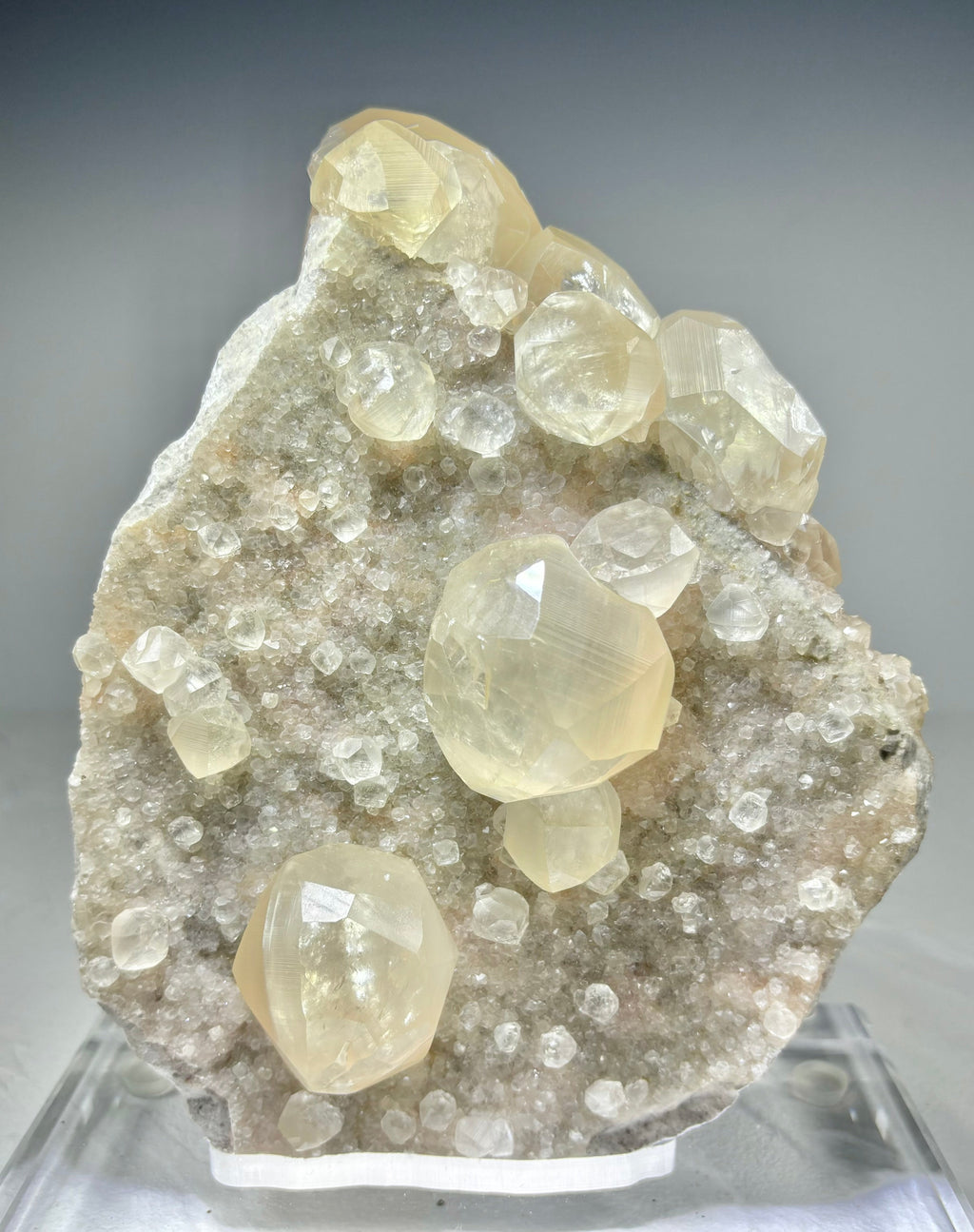 7.5in Peach Calcite from Hongshui River, Guangxi, China on base/ Raw M ...